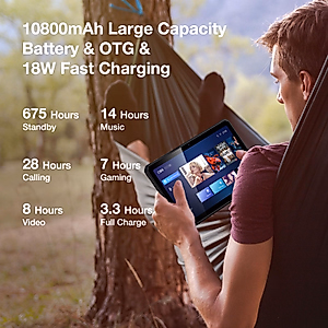 DOOGEE R10 Rugged Tablet 10.36” 2.4K Display Android 13 Tablet MTKG99 Octa-Core 8GB + 128GB ROM, 10800mAh Battery Tablet OTG Reverse Charging, Widevine L1 Android Tab (Black)