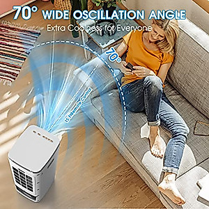 Evaporative Air Cooler Air Conditioner Portable with Remote Control, 50 Degree Oscillation, 3 Speeds & Adjustable Modes, 15 Hour Timer with Ice Packs for Home Office School Outdoor