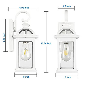 Darkaway Outdoor Lights Fixtures Wall Mount, Outdoor Wall Sconce Lights with Seeded Glass Waterproof Outside Exterior Lights Fixture for House, Front Porch, Patio (2 Pack, White)