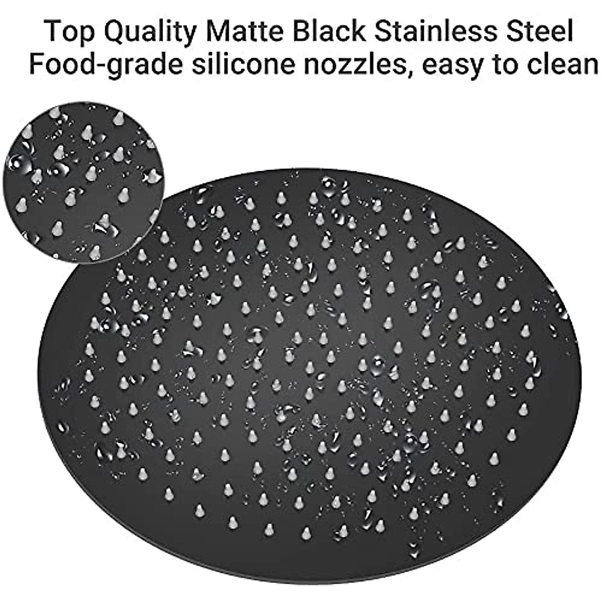 Rain Shower Head With Extension Arm, NearMoon Round Shower Heads, Large Stainless Steel Rainfall Showerhead-Waterfall Full Body Coverage (12 Inch Shower Head With 15 Inch Shower Arm, Matte Black)