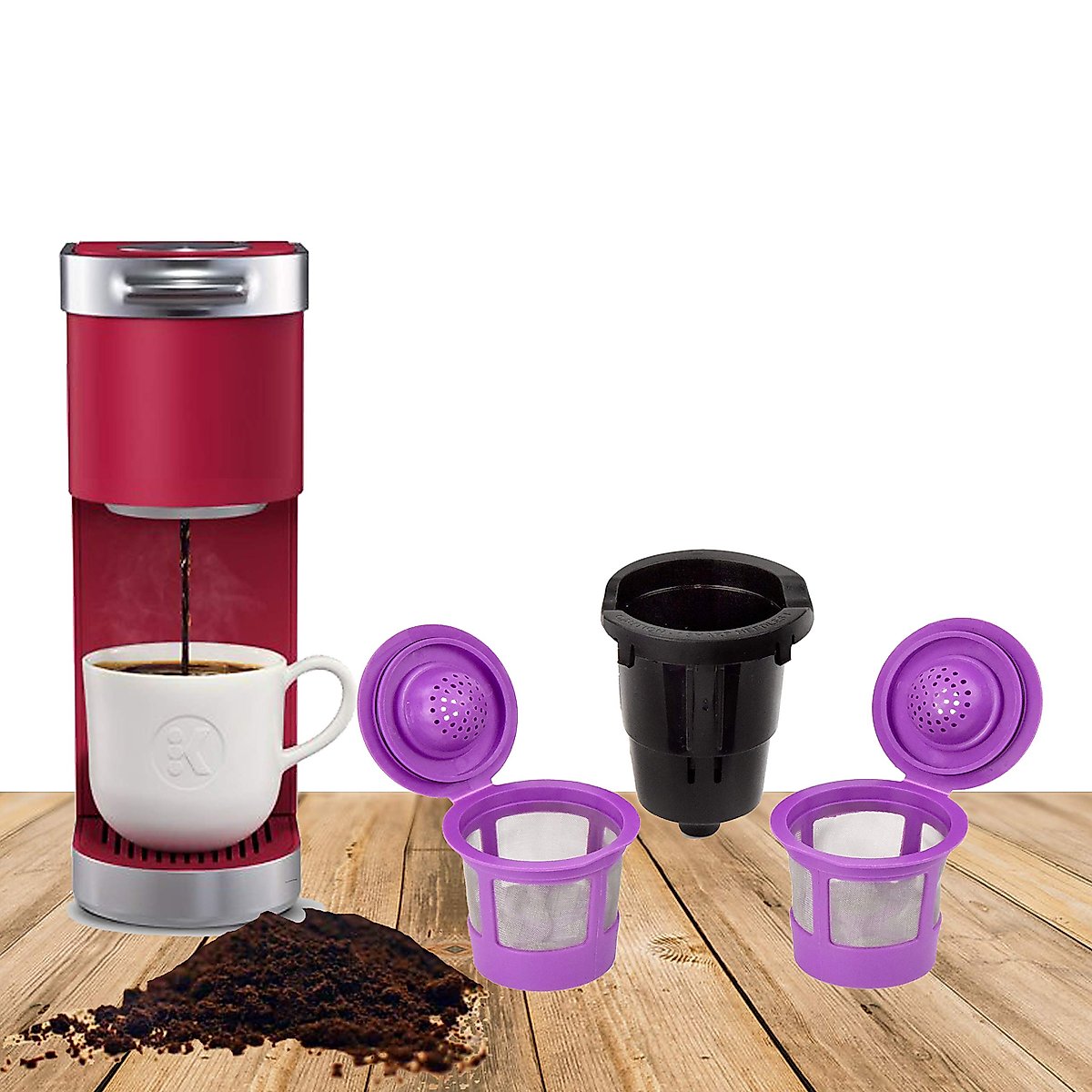 Keurig Mini Reusable K cup with Adapter - Durable And Easy To Use - Keurig Mini Plus Reusable K cup (Pack of 2 + Adapter)