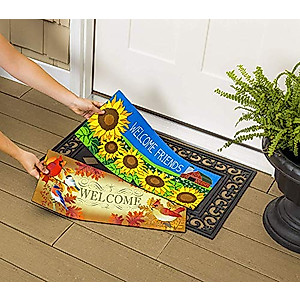 Evergreen Garden Poinsettia Floor Embossed Door Mat, Multicolor