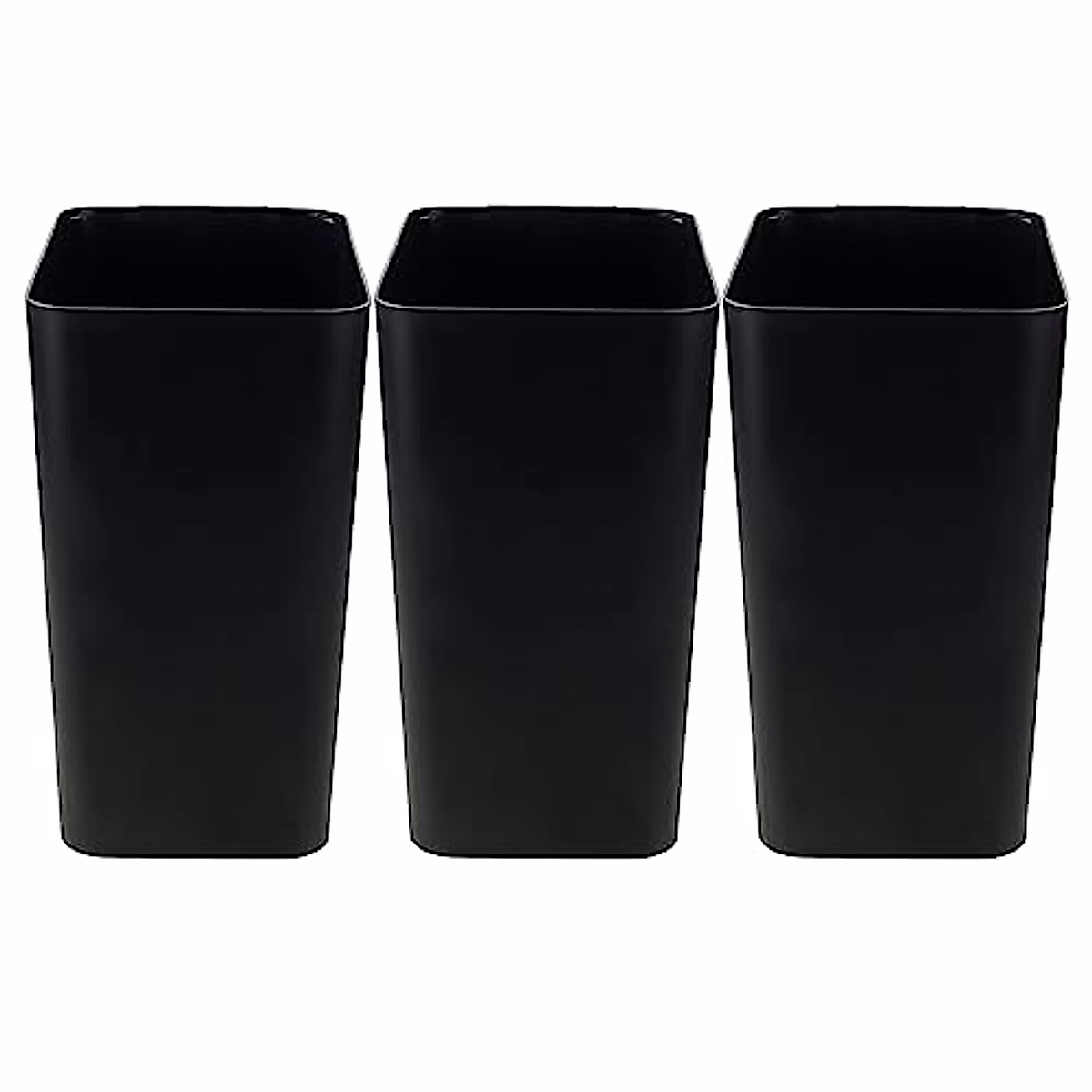 Qskely 3-Pack 4.5 Gallon Plastic Trash Can Wastebasket, Office Garbage Can, Black