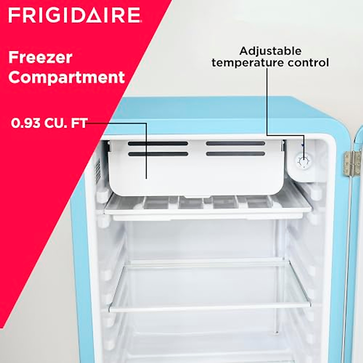 FRIGIDAIRE EFR372-BLUE 3.2 Cu Ft Blue Retro Compact Rounded Corner Premium Mini Fridge