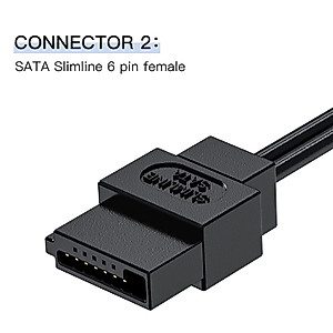 SATA Power Adapter Cable, SATA Power 15-Pin Male to SATA 6-Pin Slimline Power Adapter Cable UIInosoo for DVD Drive Power Supply, 8 Inch