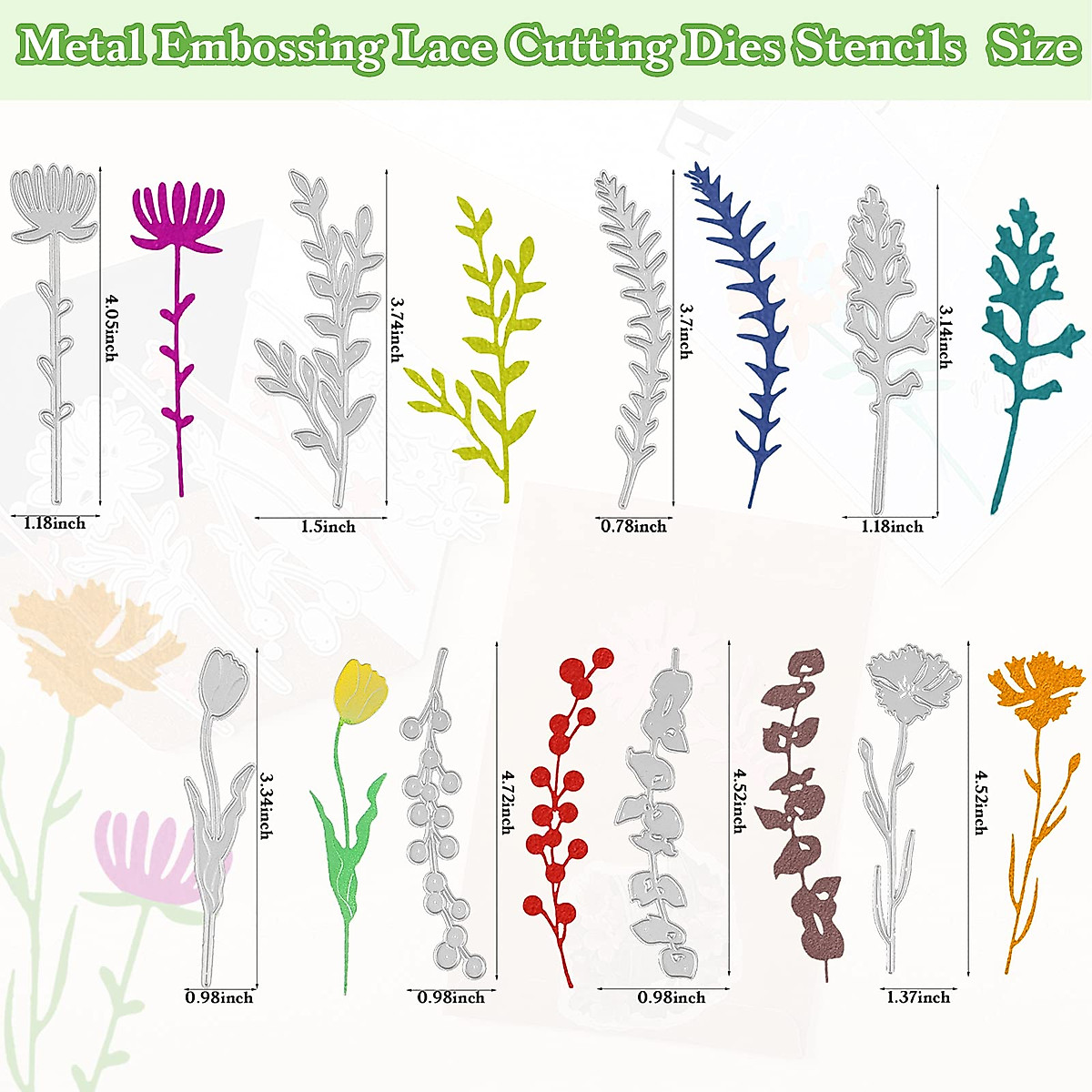 24 Pieces Flower Metal Cutting Dies Wildflowers Cutting Die Flower Leaves Embossing Stencils for Card Making Thanksgiving Christmas Craft Mold for Crafts Scrapbook Album Paper Card Decoration