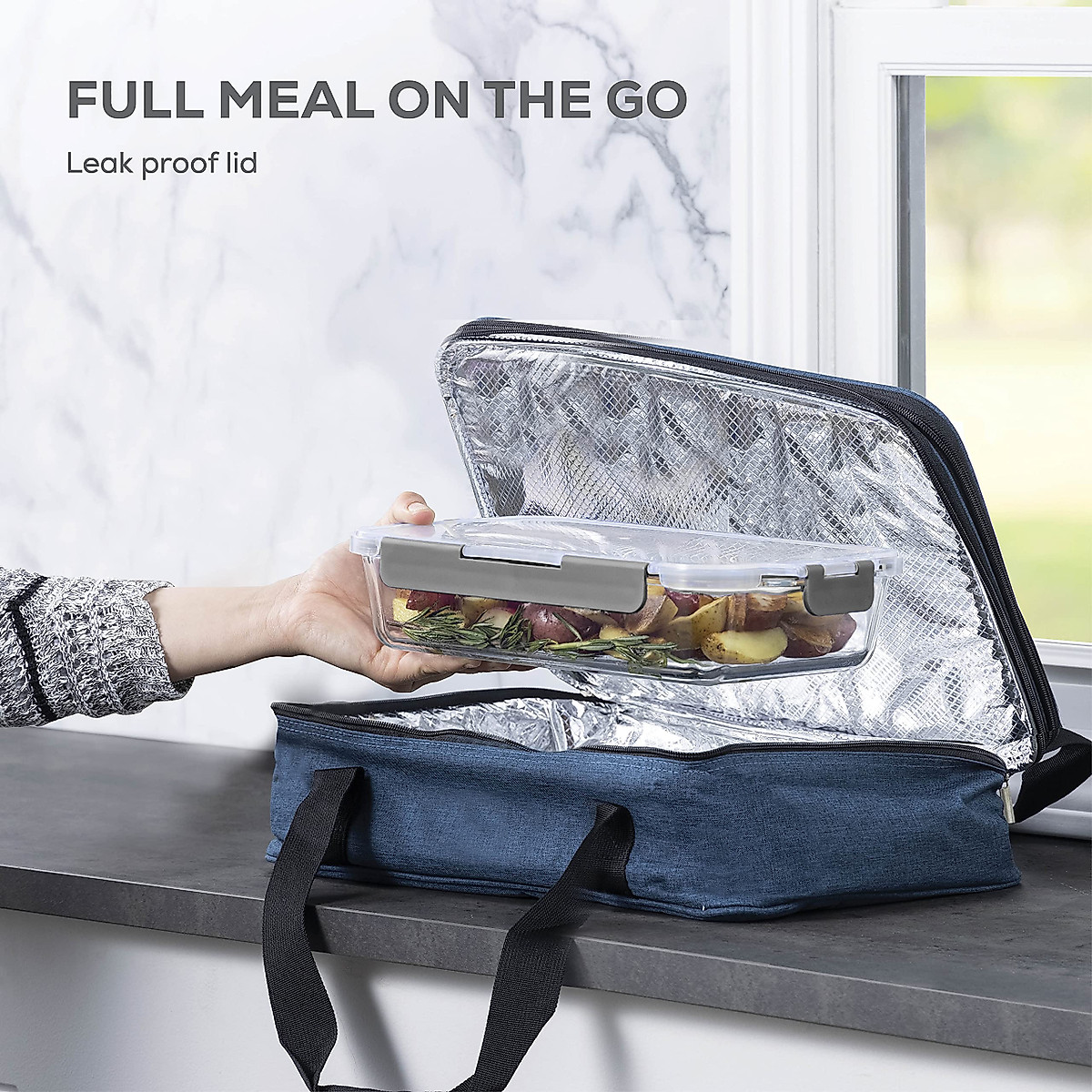 Superior Glass Casserole Dish with lid - 2-Piece Glass Bakeware And Glass Food Storage Set - 100% Leakproof Casserole Dish set with Hinged BPA-free Locking lids - Freezer-to-Oven-Safe Baking Dish Set.