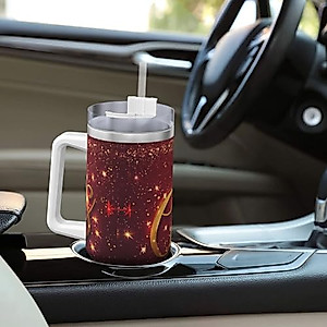 deaokluy 40 OZ Christmas Ice Bully Cup with Handle Straw Lid, Double Wall Stainless Steel Tumbler Travel Coffee Cup, Merry Insulation and Cooling Cup for Christmas Birthday Present