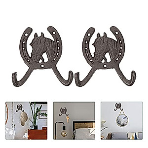 Gadpiparty 4pcs Hats Key Decor Kitchen Hoof Towels The Mug Prong Cast Utility for Duty Design Antique Shaped Bathroom Hanger Wall Style Rack Metal Cap American Wall- Rustic Bath Stylish