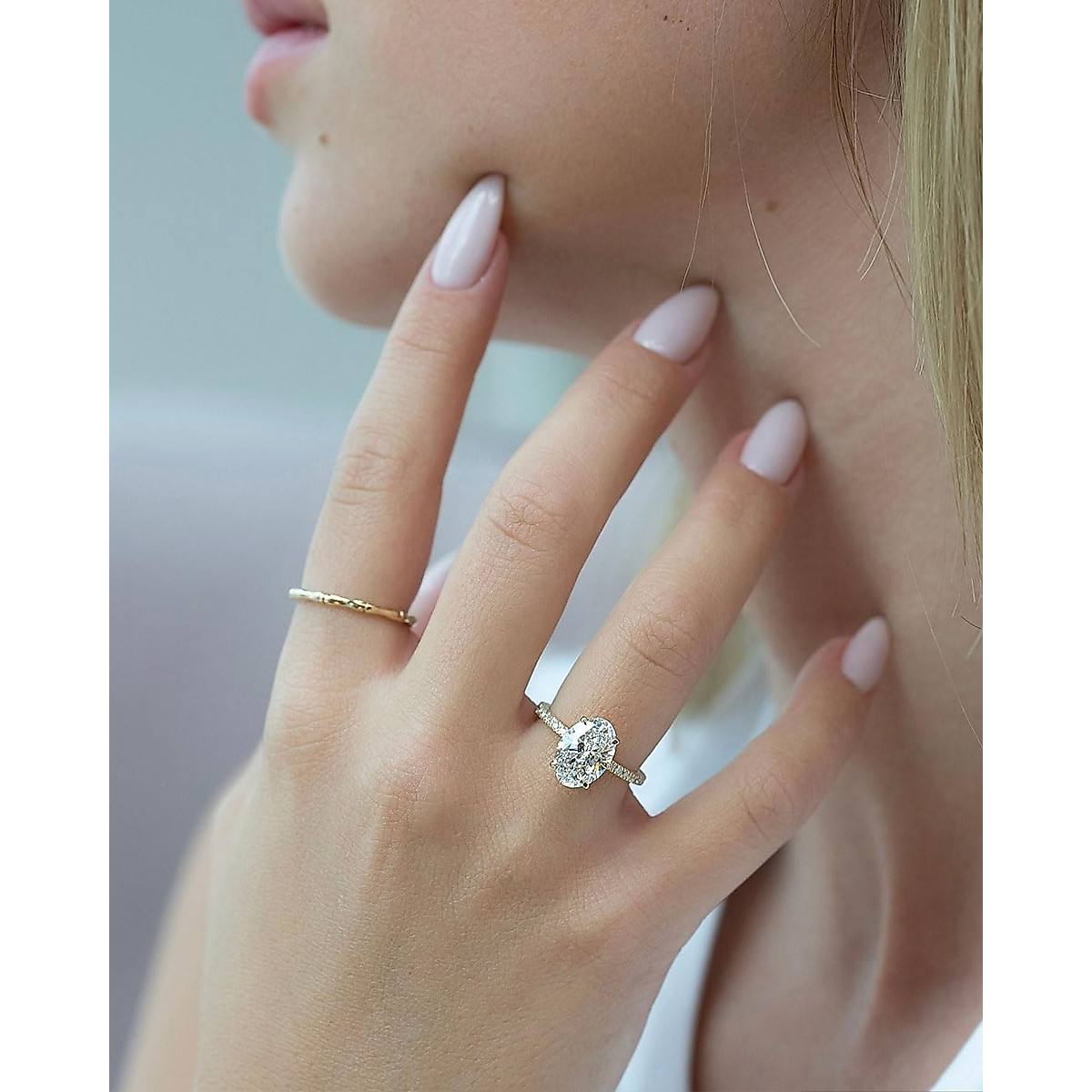 RURULUYA 3.5CT Oval Cut Engagement Rings for Women,Simulated Diamond Ring,925 Sterling Silver 18K Yellow/White Gold Plated Promise Ring (Yellow Gold(3.5CT), 6)