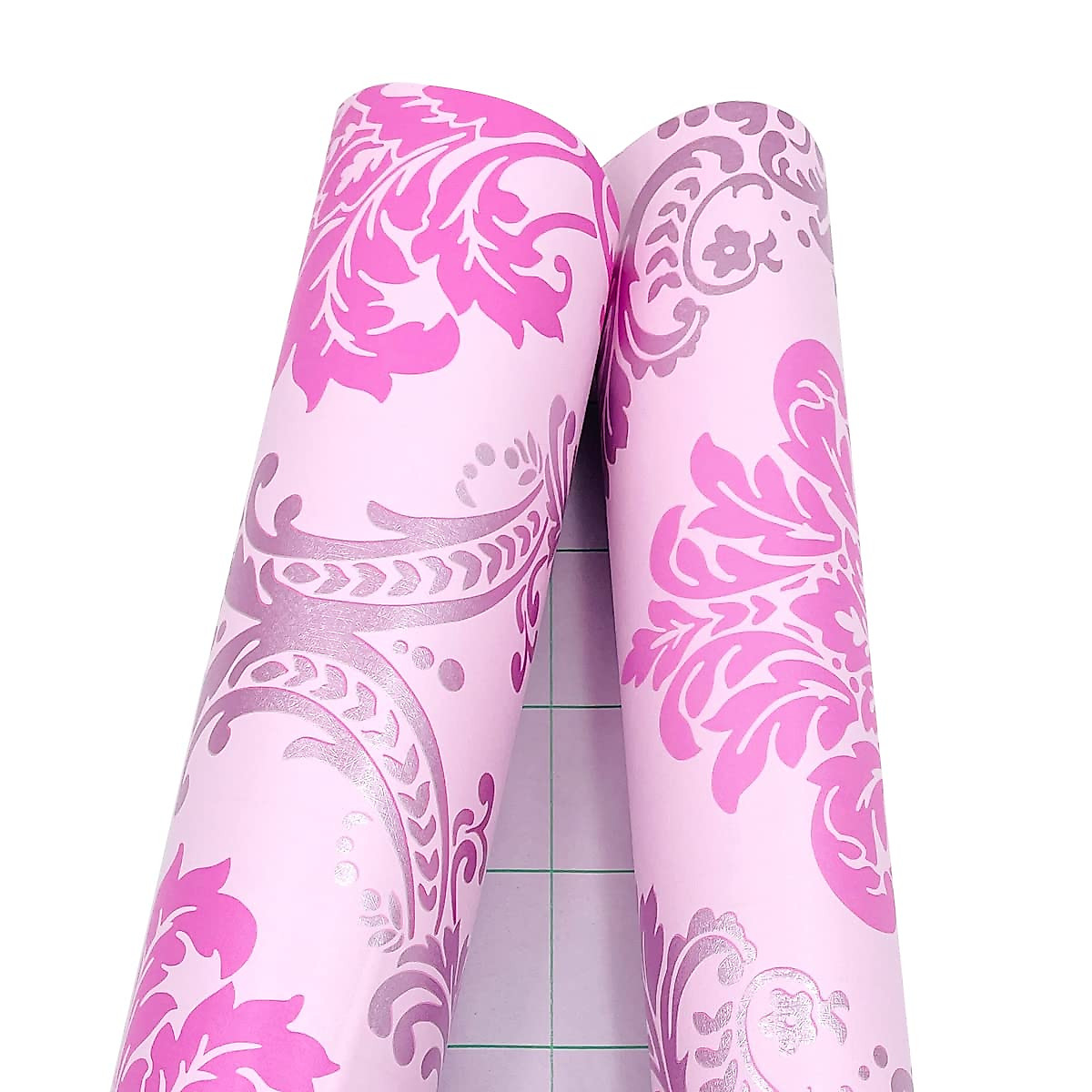 Yifasy Damask Wallpaper 19.7 ft Roll Revamp Dining Table Storage Bins Wall Furniture Decor Paper Pink Shelf Dresser Liner (M-236x17.7 Inch)