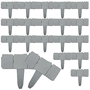 Yaegoo Garden Border Edging, 20 Pcs Stones Effect Fence Decorative Flower Bed Edging for Garden, Lawn and Landscape Edging, Interlocking Outdoor Lawn Stakes (Gray)