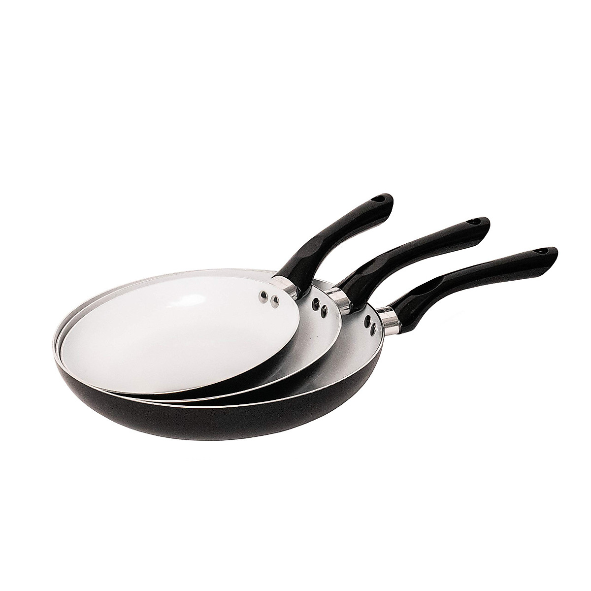 Nonstick Frying Pans Set 3 Piece (Black) Frying Pan with Lid Non Stick Pan/Skillet Bio Supreme From Jean-Patrique