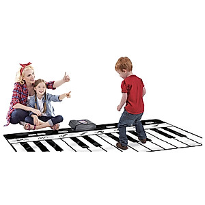 Click N' Play Mat with 24 Keys, 4 Unique Play Modes, 8 Musical Instrument Sounds | Music Mat Keyboard Toys | Floor Piano Pad Gift for Toddlers and Kids Ages 3-5,Black/White