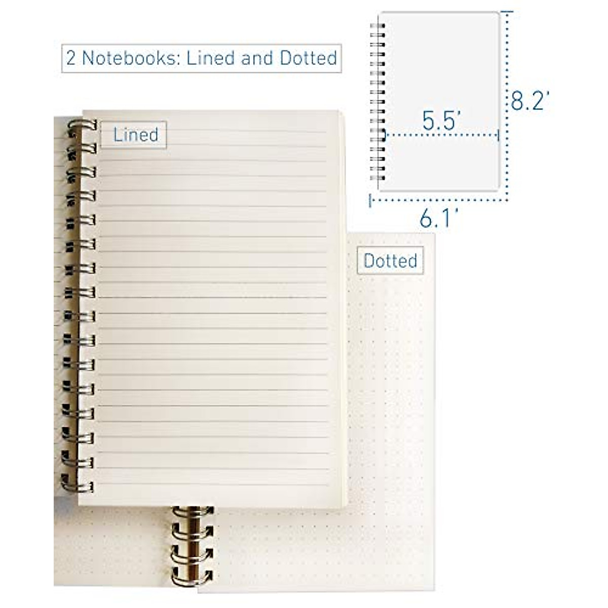 le vent A5 Spiral Dot & Lined Journals - 200 Creamy Pages - High-Quality 100gsm Paper - Durable Hardcover (5" x 8.25") - Perfect for Bullet Journaling, Planning, and Note-Taking - Designed by Artists