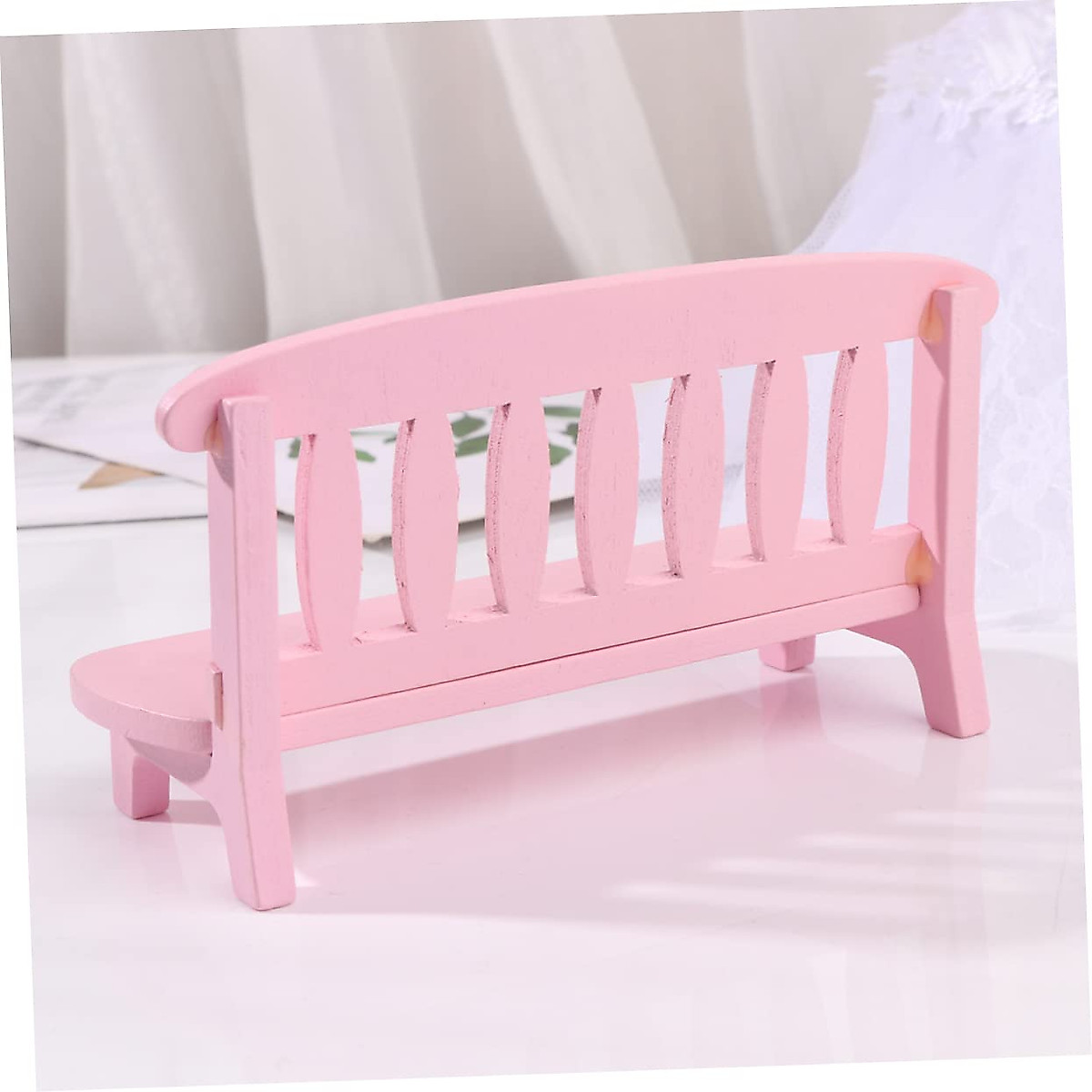 VOSAREA Unique Mini Wooden Settee Model Excellent Craftsmanship for Home Office Decor