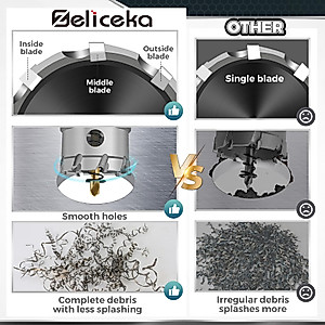 Zeliceka TCT 14 pcs Carbide Hole Saw Kit for Hard Metal, Heavy Duty Carbide Tungsten Carbide Tipped Hole Saw Set, with 1 Aluminum Box 2 Extra Pilot Drill Bits and 2 Hex Key