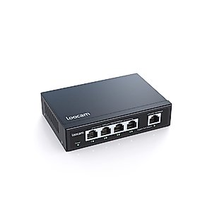 5 Port Gigabit PoE Switch, 4 Port PoE+ 65W 1000Mbps and 1 Uplink Port, IEEE802.3af/at Plug and Play Unmanaged Ethernet Network Switch, Sturdy Metal Casing
