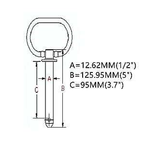 1/2" X 3.7" Red Handle Detent Pin,Quick Release Hitch Pin, Simple Insertion and Remove ,Trailer,Automatic Equipment Part