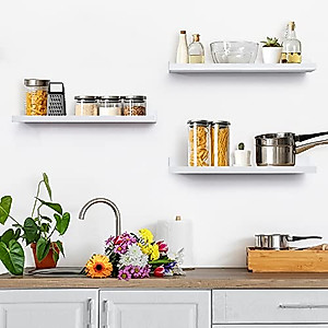 Axeman Floating Shelves White, 24 Inch Modern Wood Wall Shelves Set of 3, Picture Shelf Photo Ledge Shelves for Nursery Bookshelf Bathroom Kitchen Bedroom, White