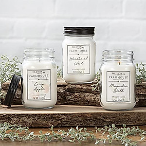 Mason Jar Candle Farmhouse Decor | Campfire Scented Candle with Natural Soy Wax Blend | Long Lasting Fireside Candle for Home Fragrance, Decorative Fall Jar Candle with Lid, 12 oz