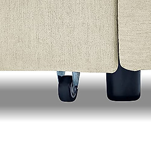 FANYE Modern Upholstered Napping Futon Sofa, Beige Twin Velvet Side Pockets