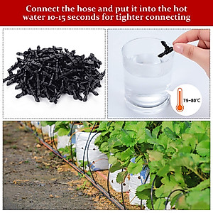 Zonon 100 Pieces Barbed Connectors Drip Irrigation 1/4 Inch Universal Barbed Tee Fittings Barbed Connectors for Garden Lawn Drip or Sprinkler Systems, Black