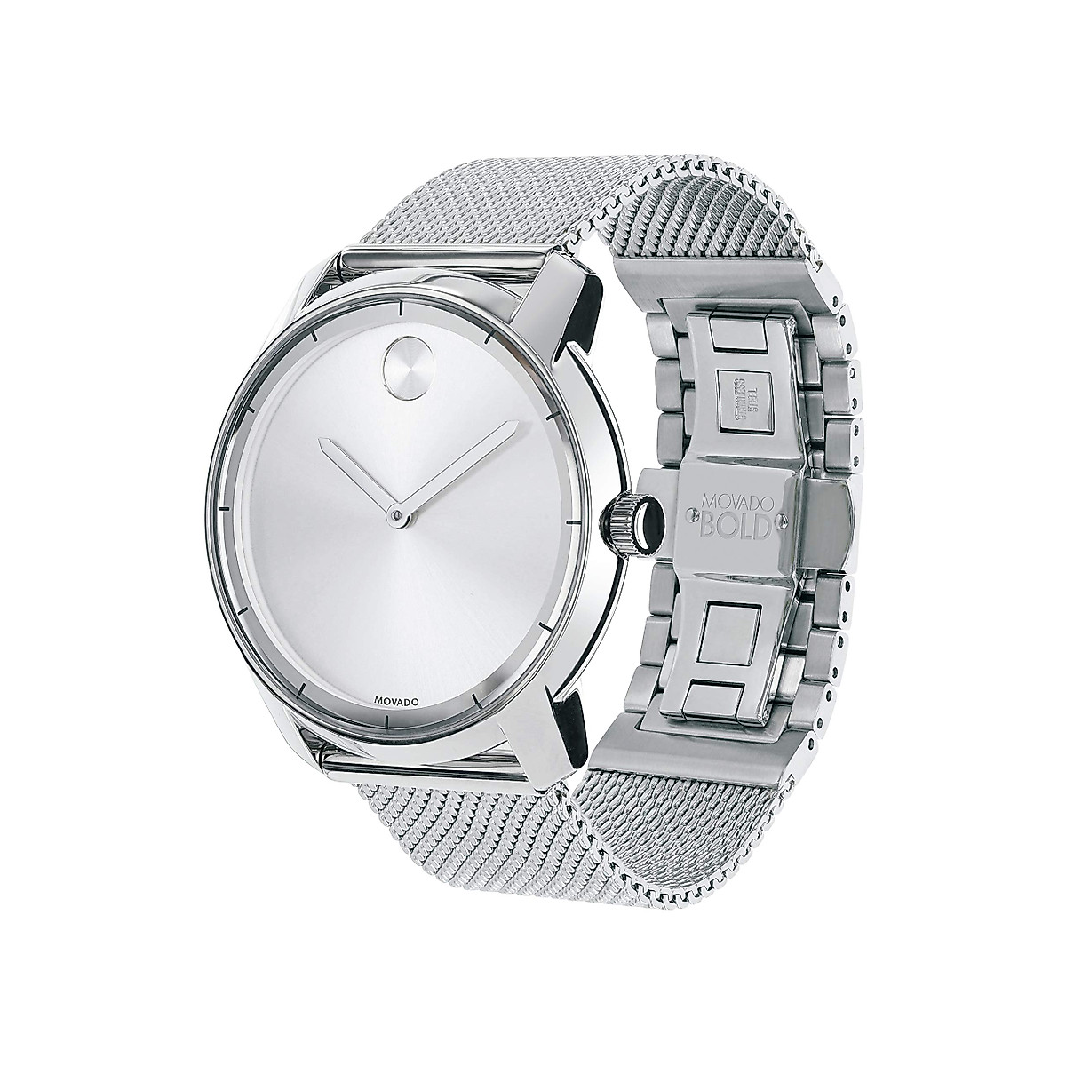 Movado Men's BOLD Thin Stainless Steel Watch with a Printed Index Dial, Silver (Model 3600260)