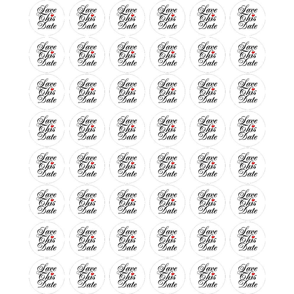 Save The Date Envelope Seals - 1.2" Circle Stickers - 144 Wedding Stickers (Heart)