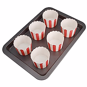 50-Pack Muffin Cups Baking Paper Cup Cupcake Muffins Liners Red and White Stripes Baking Cups, Bottom Dia 2.3 Inch
