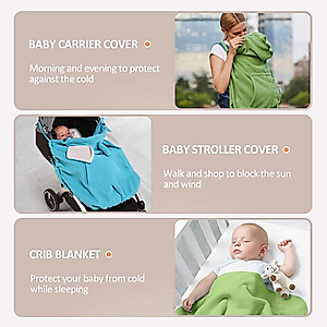 Zimo Stroller Cover and Baby Carrier Cover Hooded Stretchy Cloaks for Baby Hooded Reversible Suit for All Seasons Green