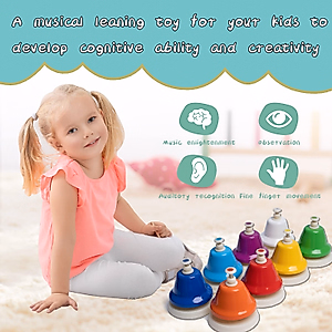 Desk Bells, Rainbow Diatonic Hand Bells for Kids with 17 Songbook & Musical Flash Cards, Toddler Preschool Musical Learning Toys, Boys & Girls Birthday Gift for 3-Year-Old and Over