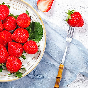 TAOMEINONG Premium Bamboo Utensils Bamboo Cocktail Forks & Bamboo Appetizer Forks Bamboo Silverware Set of 5 Stainless Steel Forks Handcrafted Bamboo cutlery - Cocktail Picks