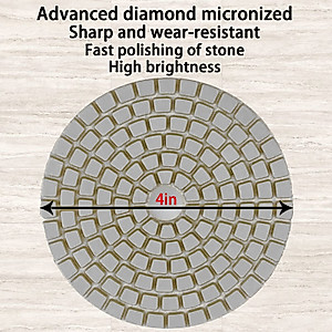 12 Pack 4 Inch Diamond Polishing Pads Kit for Wet Dry Polishing - 50-8000 Grit Pad with 5/8"-11 Backer Pad, Ideal for Granite Tile Concrete Marble Stone Polishing Countertop Quartz