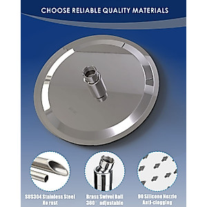 8'' Rain Shower Head with 11'' Adjustable Extension Arm - Eolax High Pressure Rainfall Showerhead Solve Low Water Pressure and Flow - Bathroom Fixed Shower Heads Made of 304 Stainless Steel - Chrome