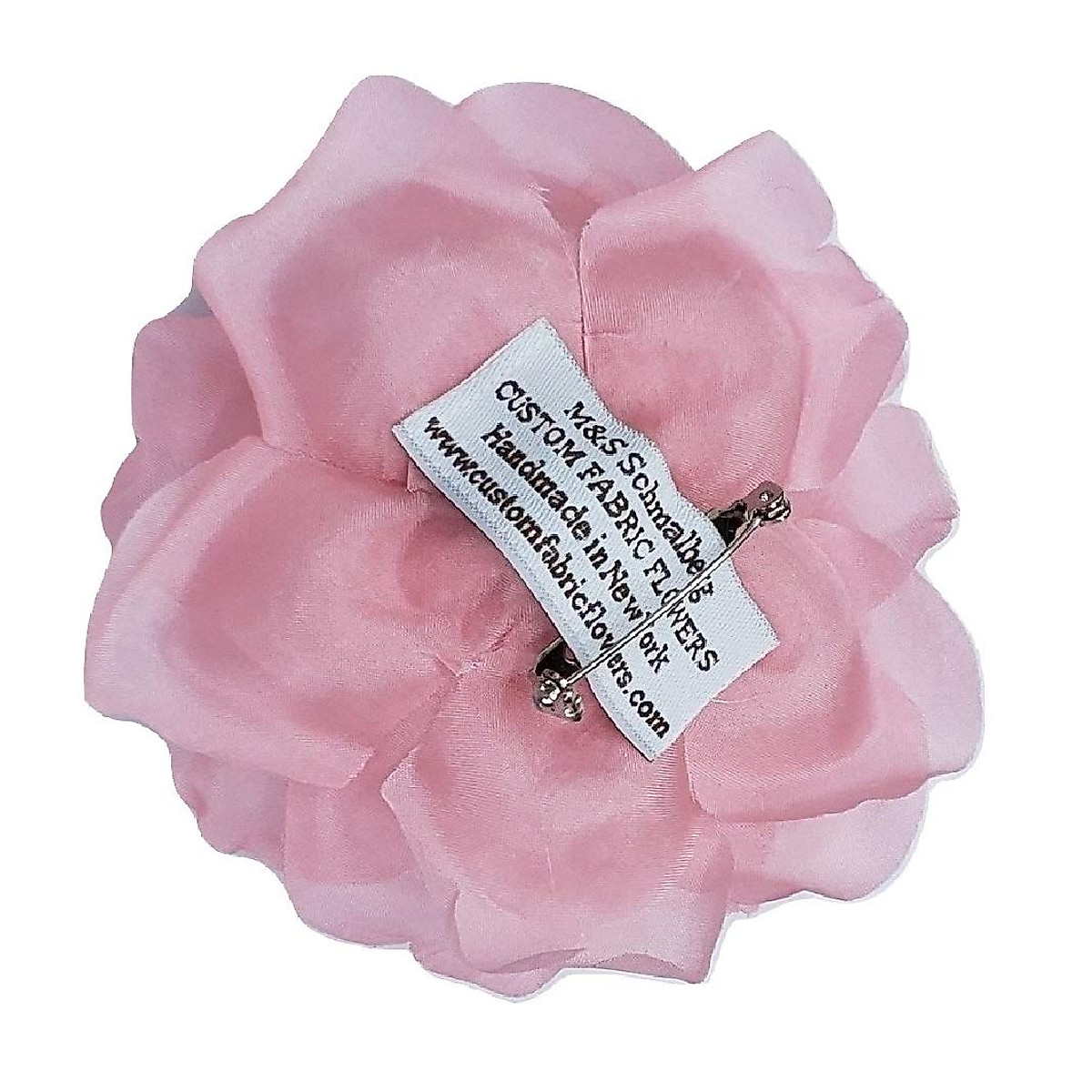 M&S Schmalberg Silk Rose Fabric Flower Pin Brooch - Hand-made in New York's Garment Center (American Made) (Pink Silk)