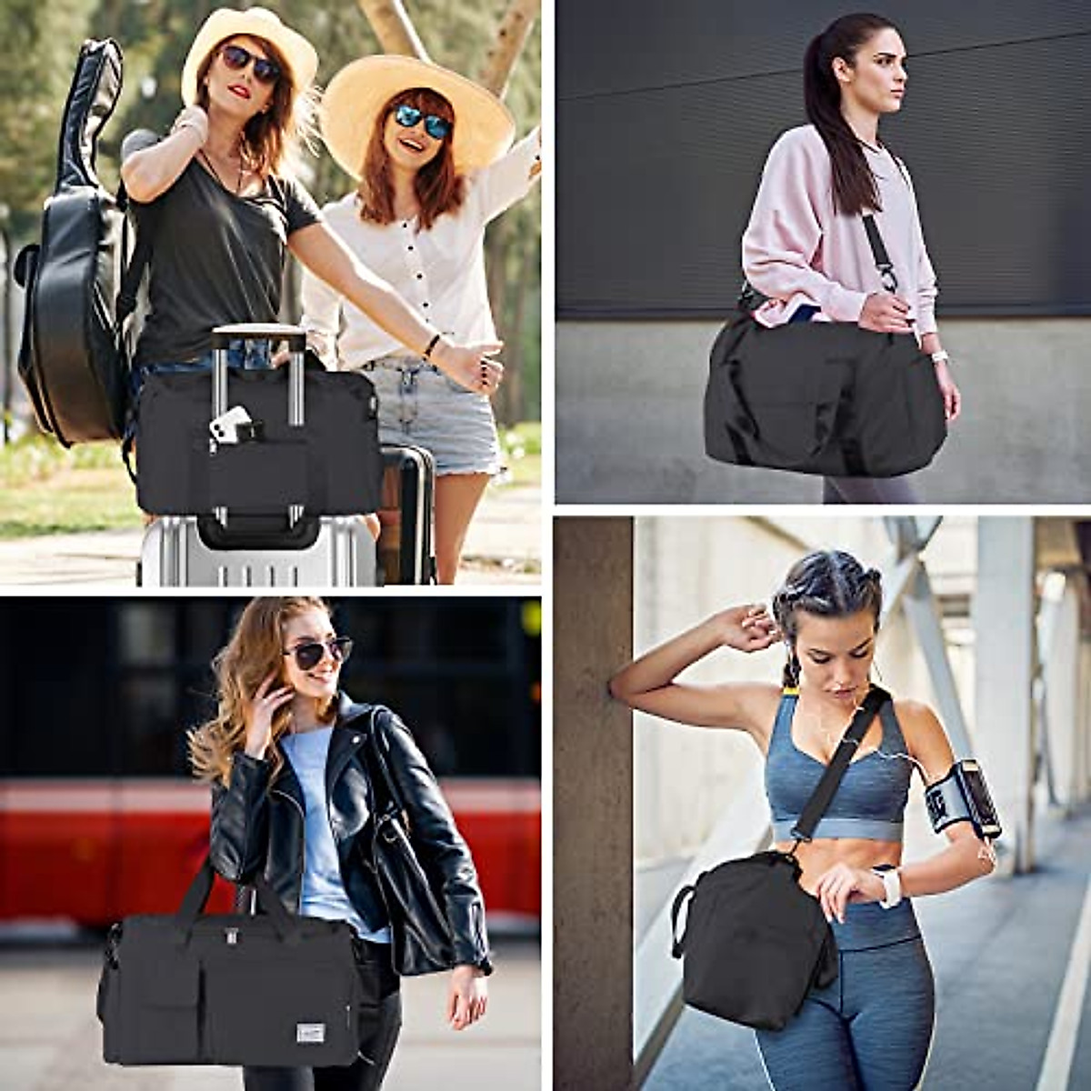 Womens travel bags, travel large capacity, sports Gym Bag, weekender carry on for women, Travel Duffel Bag with Shoes Compartment, Gym Tote Bag for Travel, Training Handbag, Yoga,Sport Bag
