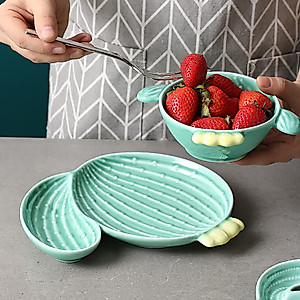 WAYUTO Ceramic Salad Serving Bowl Cactus Bowl Food Serving Bowl Ice Cream Bowl Rice Cereal Bowl Yoghourt Bowl for Home, Kitchen and Restaurant Table Decoration Cactus Bowl