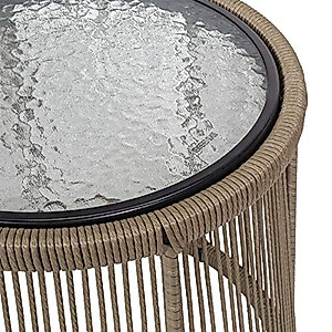 Barton 3 Pieces Bistro Chair Set w/Glass Table Beige Outdoor Patio Furniture Wicker Rattan Modern Conversation Chat Seating