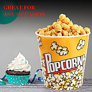 Tebery 12 Pack Plastic Popcorn Containers Reusable Popcorn Bucket Tub for Movie Night - 7 x 7 Inches