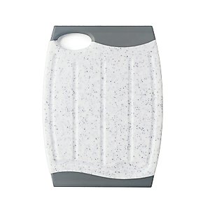 Small Non Slip Cutting Board, 7.48" Mini plastic Cutting Board for Small Kitchen Task, Unique Design with Multiple Juice Grooves! BPA Free, Dishwasher Safe, Easy Grip Handle (White)