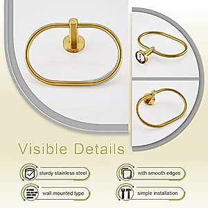 Bath Towel Ring Brushed Gold, APLusee 304 Stainless Steel Swivel Hand Towel Holder Dry Rack Near The Sink, Modern Bathroom Accessories
