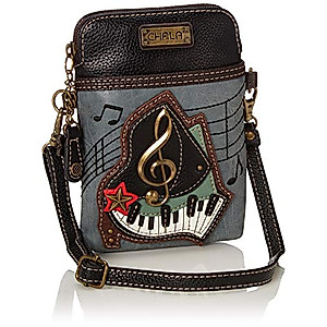 Chala Group Piano Cellphone Crossbody Handbag - Convertible Strap, Indigo, 5" x 7.5" x 1"