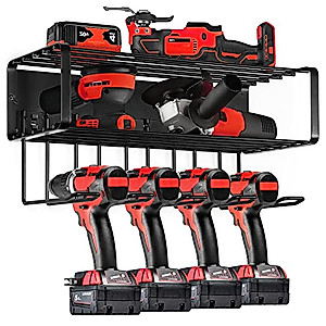 ORLESS Power Tool Organizer, Heavy Duty Drill Holder Wall Mount Metal Shelf Garage Organizers and Storage Rack for Screwdriver, Power Tool, Cordless Drill, Battery Perfect for Father's Day
