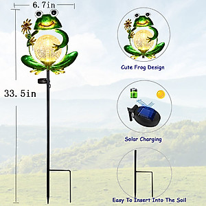 Outdoor Decorative Solar Garden Lights,Metal Frog Shape Waterproof Stake Lights Frog Garden Decorations for Walkway Pathway Lawn Yard