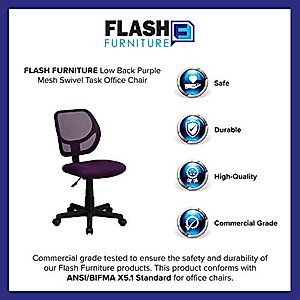 Flash Furniture Neri Low Back Purple Mesh Swivel Task Office Chair