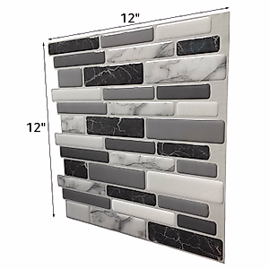 Art3d 12"x12" Peel and Stick Backsplash Tile for Kitchen, Marble Grey (6-Sheet)