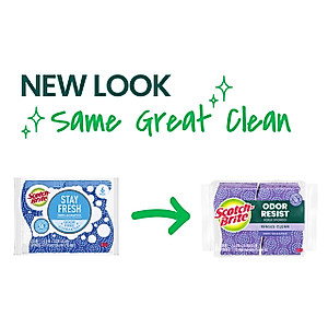 Scotch-Brite Scrub Dots Non-Scratch Scrub Sponge, Rinses Clean, For Washing Dishes and Cleaning Kitchen, 6 Scrub Sponges