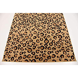 Unique Loom Wildlife Collection Area Rug - Leopard (5' 3" x 8' Rectangle, Light Brown/ Black)