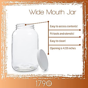 Wide Mouth 1 Gallon Glass Jar with Lid - Glass Gallon Jar for Kombucha & Sun Tea Gallon Mason Jars are Large Glass Jars with Lids 1 Gallon for Food Storage - 4pk Large Jars with Airtight Plastic Lids